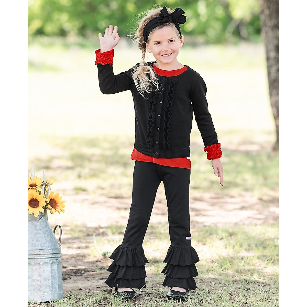 Black Ruffle Pants - 6-12m