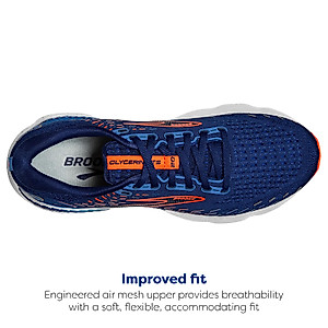 Brooks Men's Glycerin GTS 20 Supportive Running Shoe - Blue Depths/Palace Blue/Orange - 10.5 Medium