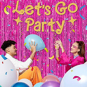 3 Pack Fuchsia Foil Fringe Curtains Backdrop, 3.28 x 8.2 Ft Metallic Streamers Tinsel Curtains Background for Photo Booth, Birthday, Halloween, Christmas, Thanksgiving, New Year Party Decorations
