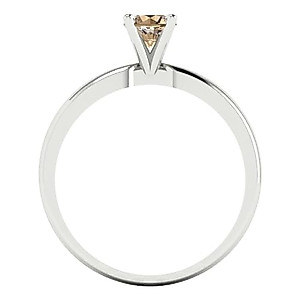 Clara Pucci 0.50 ct Round Cut Solitaire Yellow Moissanite Ideal Engagement Bridal Promise Anniversary Designer Ring in 18K White Gold 9