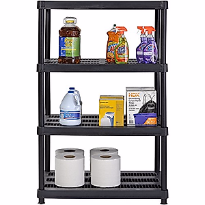 Astede Muscle Rack 36inw X 24ind X 56inh 4-shelf Resin Shelving Unit, Multi-use Storage Shelving Unit For Home Office Garage, Living Room, 600 Lb Capacity, Black