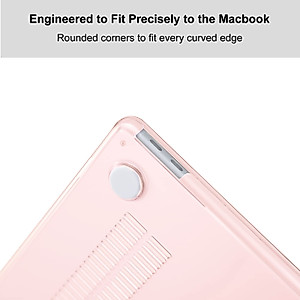 EooCoo Case Compatible with MacBook Air 13 inch 2022 2021-2018 M1 A2337 A2179 A1932 with Retina Display, Glossy Plastic Hard Shell, Keyboard Skin Cover, Screen Protector, Cute Pink