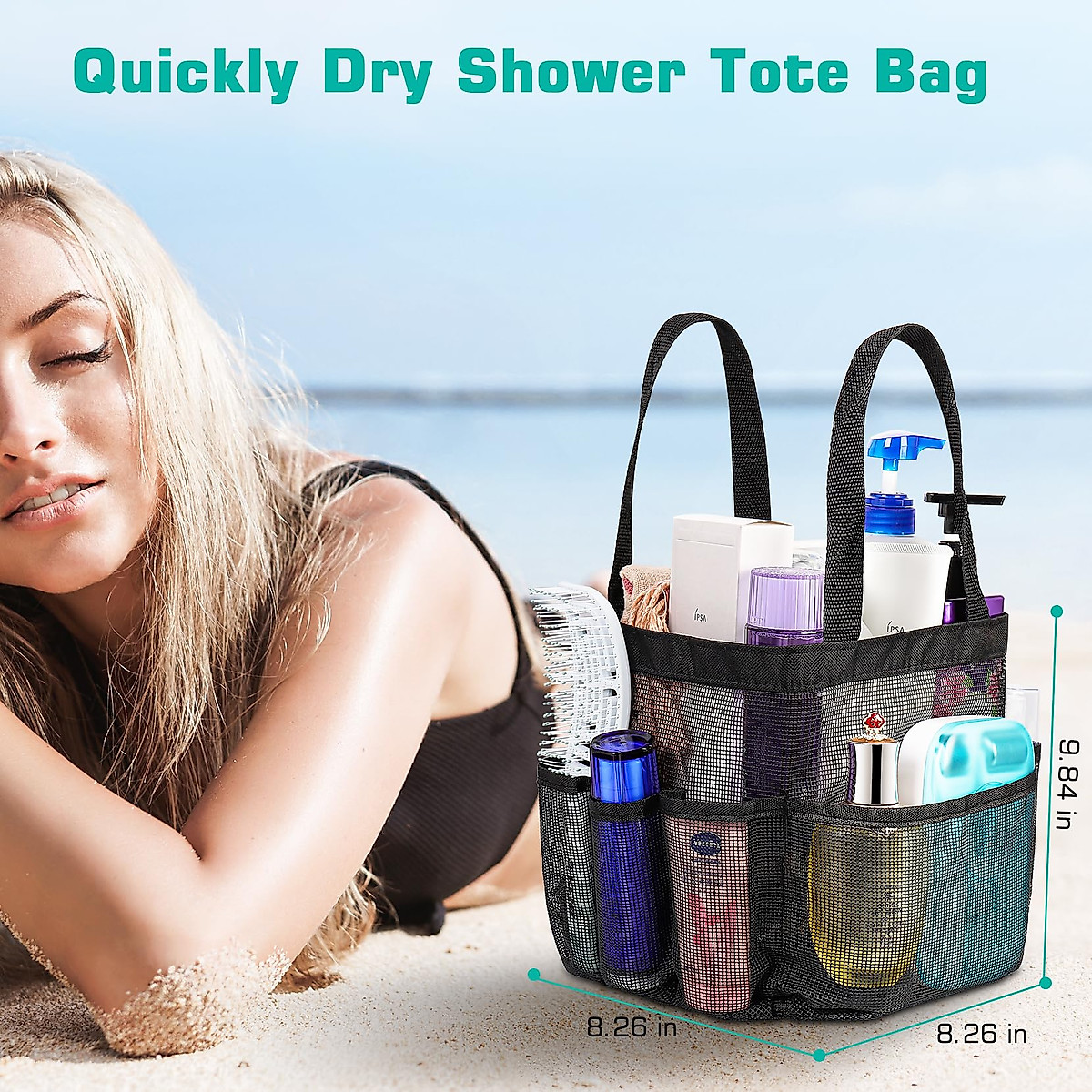 YASONIC Corner Shower Caddy, 3-Pack Adhesive Shower Caddy with Mesh Shower Caddy Portable, Rustproof Stainless Steel Bathroom Shower Organizer, No Drilling Wall Mounted Shower Rack, Bathroom, Black