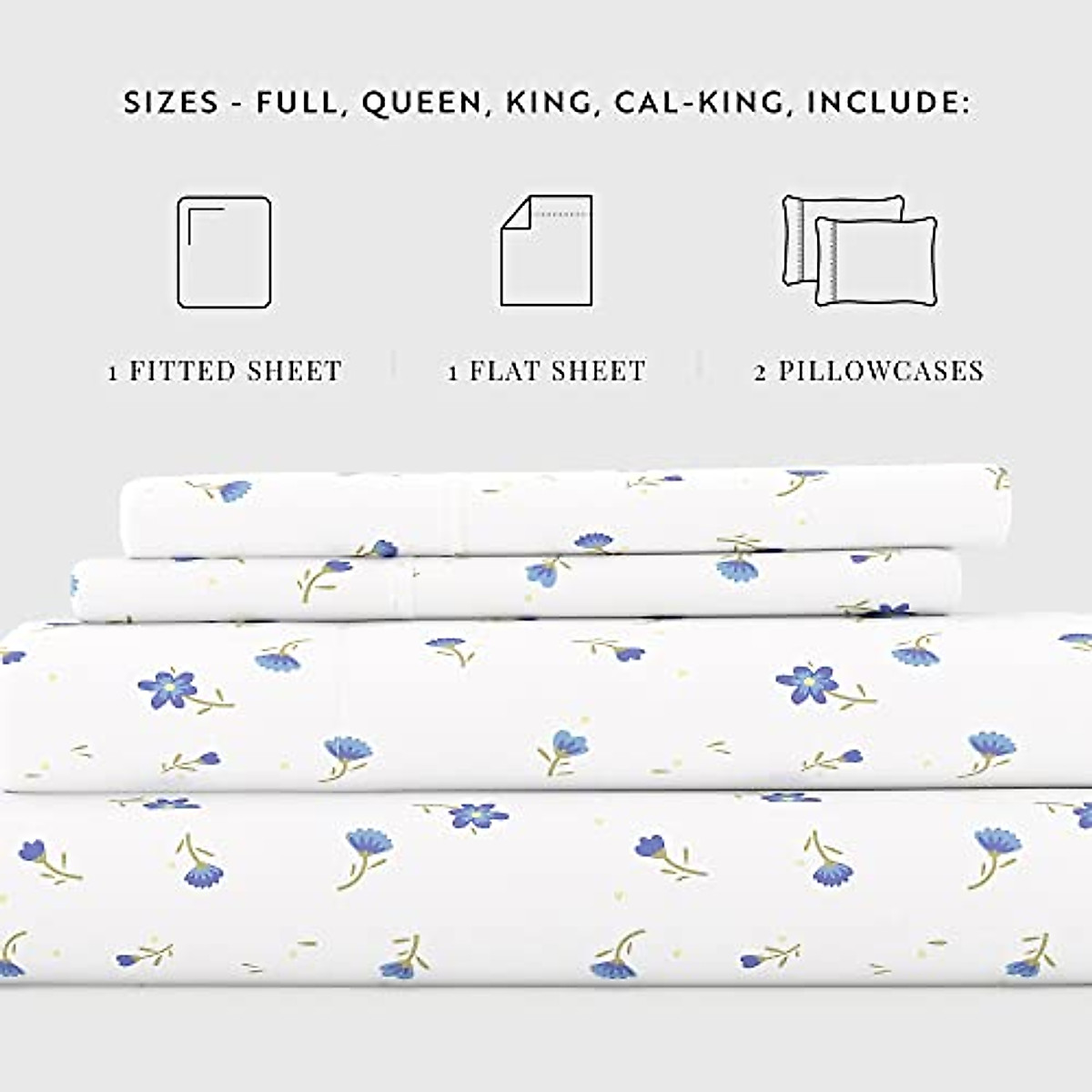 Linen Market 4 Piece Full Size Sheet Sets (Light Blue Floral) - Sleep Better Than Ever with These Ultra-Soft & Cooling Bed Sheets for Your Full Size Bed - Deep Pocket Fits 16" Mattress