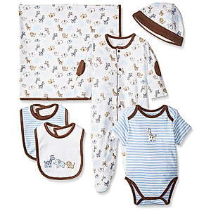 Little Me Baby Boys' Newborn Essentials Cute Safari Gift Set, Blue/Multi, 6 Months