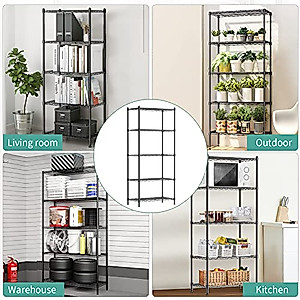 ALVOROG 5-Shelf Shelving Storage Unit Heavy Duty Metal Organizer Wire Rack with Leveling Feet and Hooks Adjustable Shelves for Bathroom Kitchen Garage (23.2Lx13.4Wx59.1H)