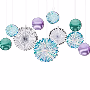 Iridescent Party Decorations Holographic Hanging Honeycomb Ball Fan Pompom Decor for Wedding Baby Shower Anniversary Bridal Shower Bachelorette Birthday Party Supplies