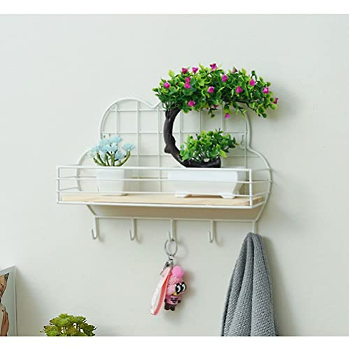 STOBOK Hanging Storage Shelves Cloud Shape Wall Hanging Storage Rack, Metal Wall Mount Organiser Floating Shelves Wall Mount Organiser Cloud Shelves Display Rack for Home Decor White