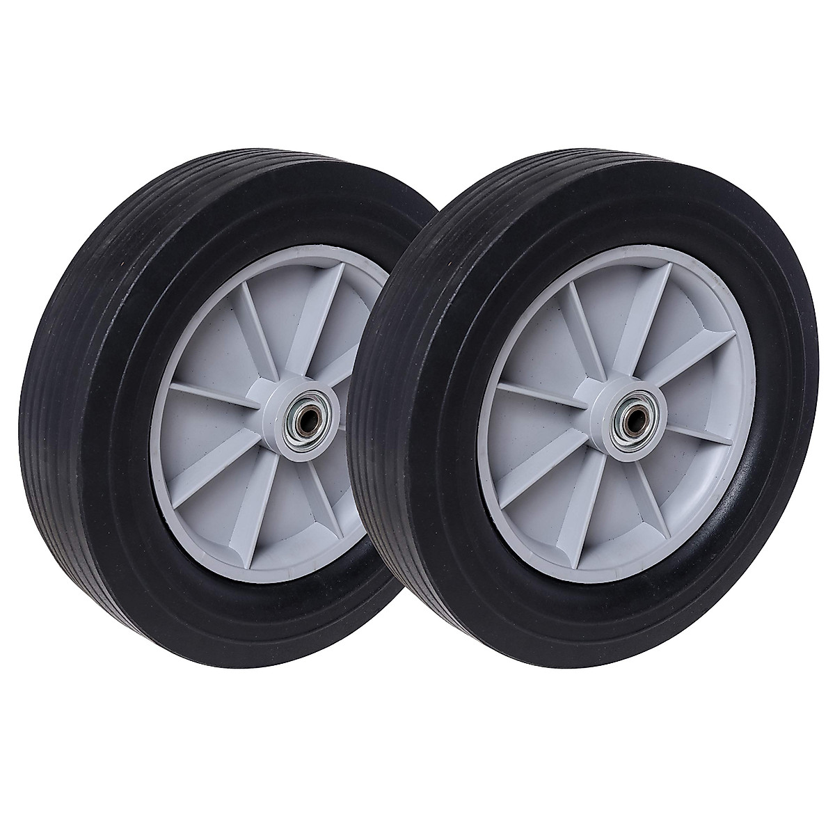12" Wheel | Flat Free Solid Rubber with 3/4" Ball Bearings & Centered Hub | For Handtrucks, Tilt Trucks, Totes, Carts, Dollies, Hoppers, Power Washers and Other Mobile Equipment