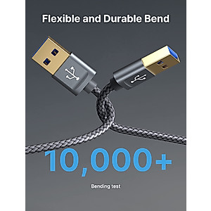 JSAUX USB 3.0 A to A Male Cable, USB to USB Cable 2 Pack(3.3ft+6.6ft) USB Male to Male Cable Double End USB Cord with Gold-Plated Connector for Hard Drive Enclosures, DVD Player, Laptop Cooler (Grey)