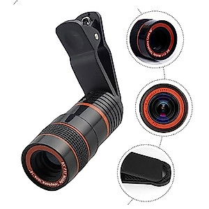 WATIIFUFU Camera Lenses 2pcs Phone Lens Smartphone Camera Lens Telephoto Lens Phone Macro Lens Phone Camera Lens Phone Lens with Clips Cell Phone Black Abs Travel Single Macro Lens