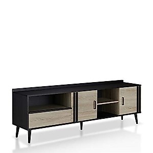 Furniture of America Trubico Mid-Century Wood Storage 70-Inch TV Stand in Black
