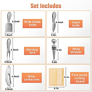 Cheese Gifts Wine Gifts，Cheese Knife Set with Cutting Board and Wine Tools，Cheese Knives for Charcuterie Board Accesories,Cheese&Wine Tools Set（Gift-Ready Box）