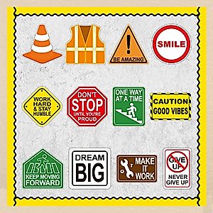 42 Pcs Construction Bulletin Board Set Under Construction Positive Sayings Accents Cutouts Signs for Classroom Learning Zone Kid's Room Decor