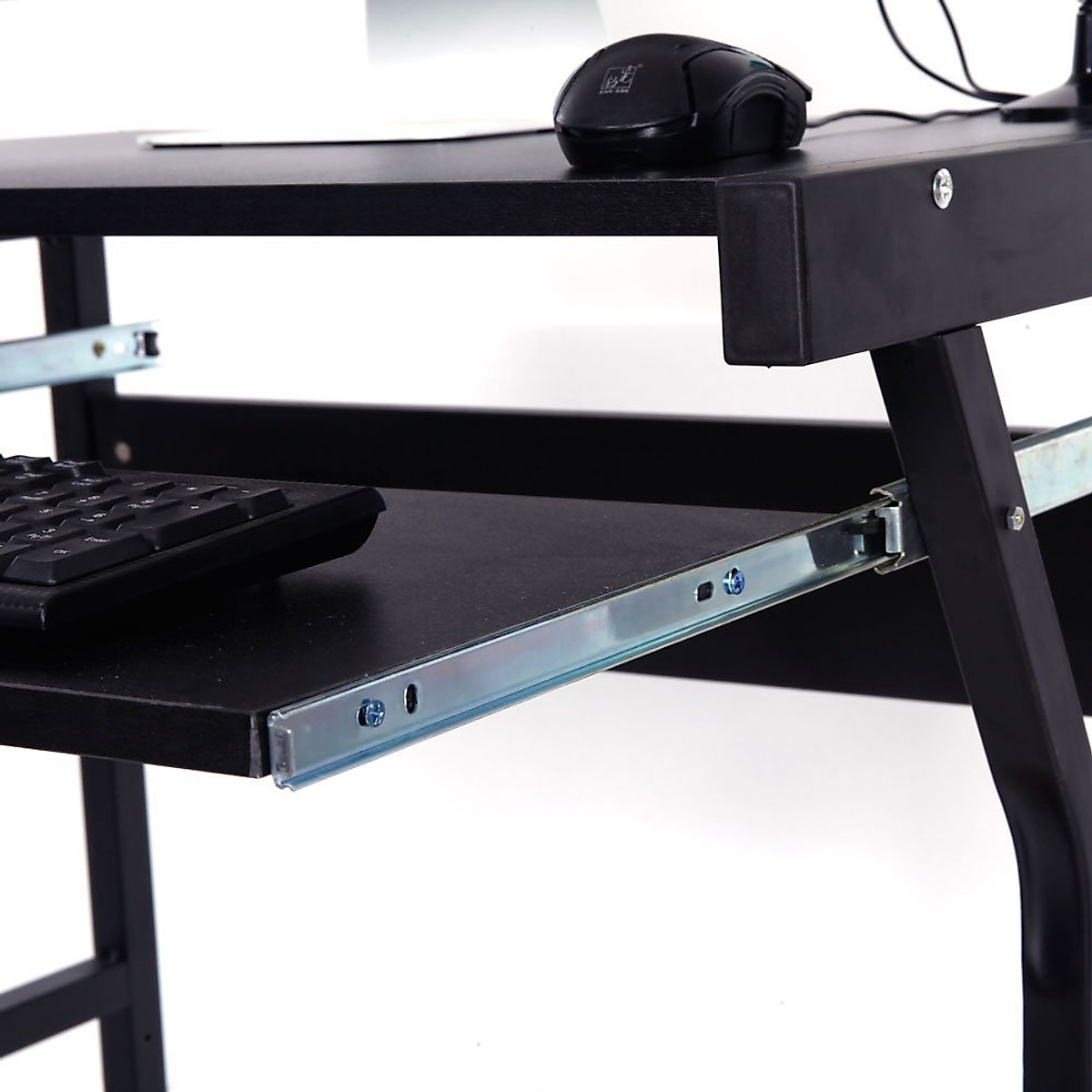 XMLYEC Moveable Four-Wheel Computer Desk Black,Small Space Computer Desk, Home Office Desk, Heavy Duty Multipurpose Table, Study Desk Workstation