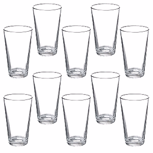 DISCOUNT PROMOS Personal Mixing Glasses 20 oz. Set of 10, Bulk Pack - Quality Glass, Thick Base, Home Bartending, Durable - Clear