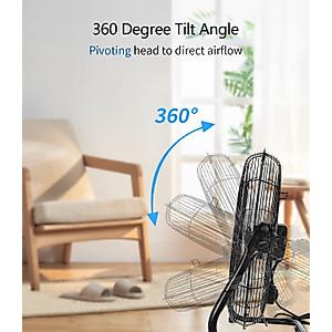 BEESTAR 20 Inch Floor Fan,High Velocity Fan with 3-Speeds&Adjustable Tilting Head,Heavy Duty Metal Industrial Fan for Shop, Garage,Commercial, Residential, and Greenhouse,Black (20 INCH)