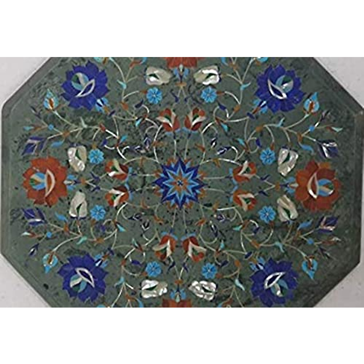 Green Marble Octagon Coffee Table Top Pietra Dura, ballard designs z gallerie dinner table, Ready to Disptach