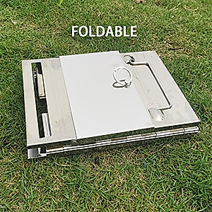 Charcoal Grill Portable BBQ Smoker Grill Barbecue Stove with Storage Bag for Outdoor Camping Garden Beach Backyard Cooking Picnic Can Use a Variety of Fuels,Silver,S