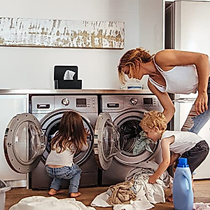 Newtay Dryer Sheet Holder with Hinged Lid,Plastic Dryer Sheet Dispenser Container Storage Box Holder Fabric Softener Sheets Holder for Laundry Room Decor(Black)