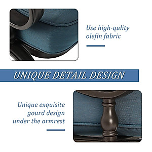 SUNCROWN 2-Piece Patio Loveseat Furniture Set Outdoor Steel Frame Bench with Thick Cushions and Coffee Table - Peacock Blue