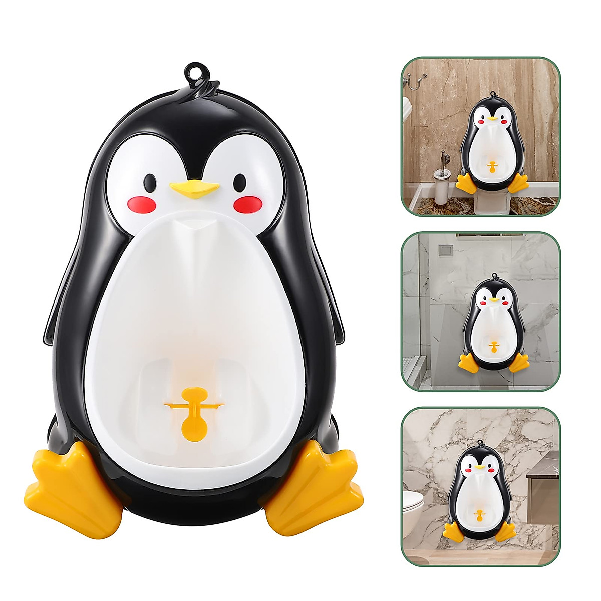 Urinal Pee Trainer Potty Training Urinals Penguin Standing Potty Training Urinal Kids Urinal Trainer for Boys with Fun Aiming Black Childs Urinal