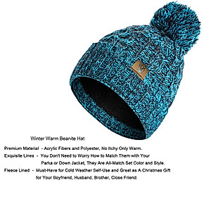 Honnesserry Winter Warm Beanie Hat Scarf and Touchscreen Gloves Set for Womens Skull Caps Neck Scarves with Fleece Lined