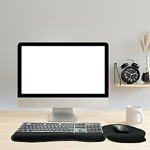 Keyboard Wrist Rest Pad Mouse Pad with Wrist Support, Ergonomic Memory Foam Mouse Wrist Cushion Support for Home Office Laptop Computer Working Gaming (Black)