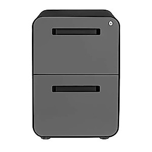 Laura Davidson Furniture Stockpile 2-Drawer Modern Mobile File Cabinet, Commercial-Grade (Black/Grey)
