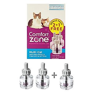 Comfort Zone Multicat Refills for Cat Calming Bonus Pack (2 Pack + 1)