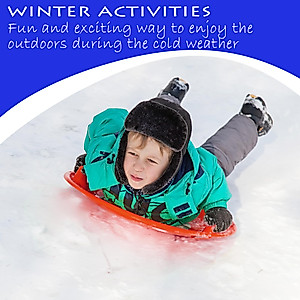 Slippery Racer Heavy-Duty Cold Resistant Downhill Pro Plastic Outdoor Winter Saucer Disc Snow Sled with Handles, Red