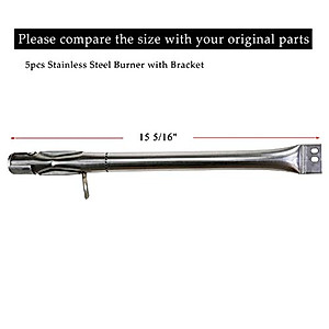 Hisencn Grill Burner Tube Replacement for Brinkmann 810-2511-S, 810-2512-S, 810-3660-S, 810-4220-S,  810-4535-S and more Gas Grill Models, 15 5/16 inch Stainless Steel Burner Pipe