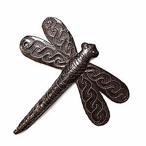 It's Cactus Set of 3 Small Garden Dragonflies 6 Inches, Decorative Wall Hanging Plaques, Indoor Outdoor, Fall Decorations, Handmade, Fair Traded Haitian Artwork