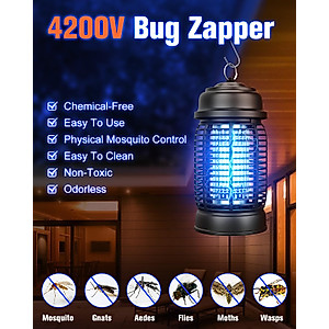 DEEZEE Bug Zapper Outdoor， 4200V Mosquito Zapper Indoor，20W Electric Fly Zapper ，Insect Zapper&Mosquito Killer lamp for Home, Patio, Kitchen, Backyard, Camping, Plug-in…