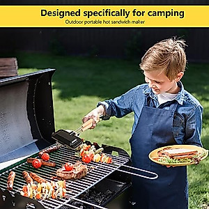 MINILIF Double-Sided Sandwich Baking Pan,Hot Sandwich Maker,Double Sided Frying Pan for Breakfast Omelets Pancakes, Frittata and Toast,Nonstick Sandwich Maker,Hot Dog Toaster(Long Handle)