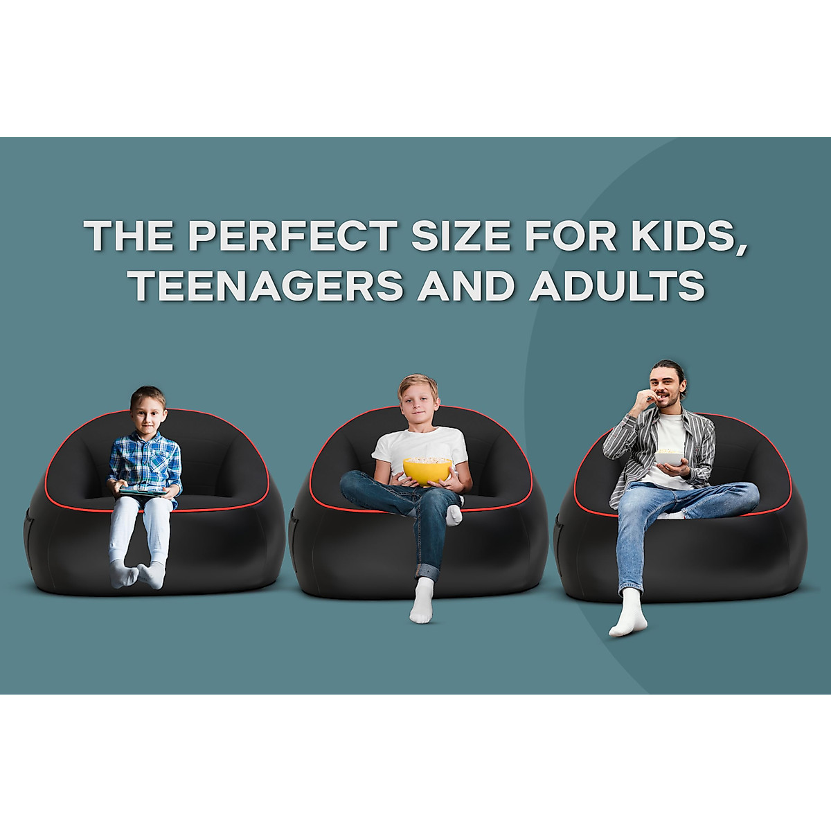 Mason Moon Bean Bag Chairs for Adults - 3FT - Cozy Big Bean Bag Chair - Lounging Dorm Chair - Round Black Floor Chair - Gaming Bean Bag Chair for Teens - Cover Only