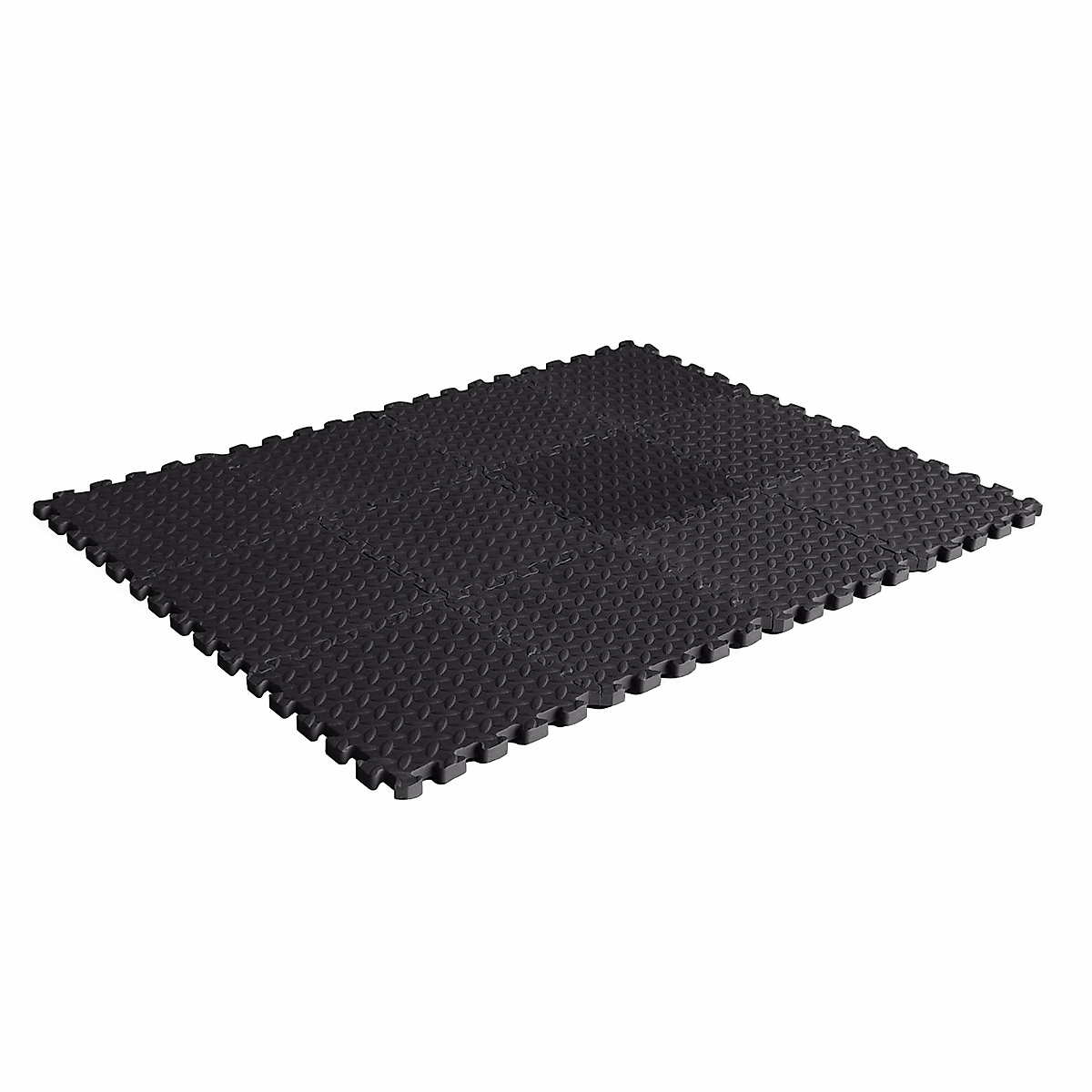 CAP Barbell Exercise Mat Interlocking Puzzle Mat, Diamond Plate Texture, Covers 12 Sq Ft, Black 12 x 12 x 1/2
