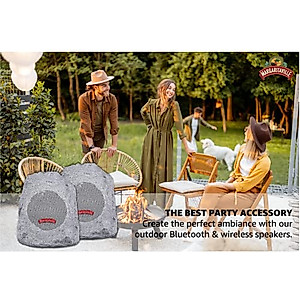 Margaritaville Outdoor Rock Bluetooth Wireless Speaker | Durable Bluetooth Speakers, Fantastic Yard or Patio Decor, IPX-4 Waterproof Rated, Granite Grey “On The Rock