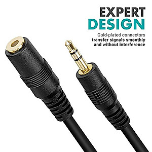 Movo MC20 3.5mm Audio Cable - 3.5mm TRS Female to Male 20ft Extension Cord for Microphones, Headphones, and More