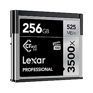 Lexar Professional 3500x 256GB CFast 2.0 Card, Up to 525MB/s Read, for Cinematographer, Filmmaker, Content Creator (LC256CRBNA3500)