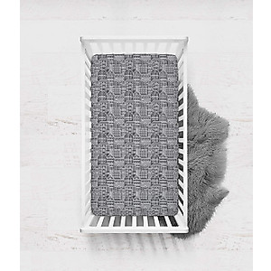 Bacati - Clouds in The City Grey Cityscape 2 Pack 100% Cotton Percale for US Standard Crib/Toddler Bed Fitted Sheets, White/Grey (CCWGCT2CS)