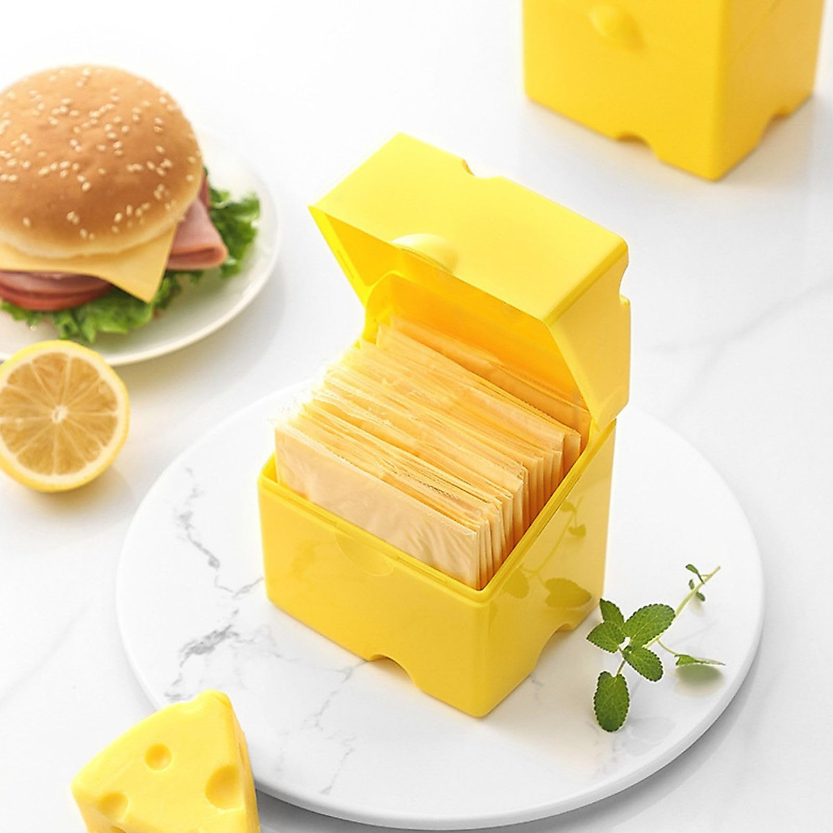 Sliced Cheese Storage Container Cheese Slice Holder Plastic Butter Block Cheese Slice Storage Box with Flip Lid Sliced Cheese Saver Keeper