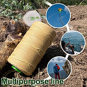 9KM DWLIFE Braided Kevlar Cord, 500lb 2mm 200Ft, High Tensile Strength, Abrasion, Flame Retardant, Kite String, Fishing Line, Model Rocket Shock, Hammock Tarp Ridgeline, Tactical Survival Paracord