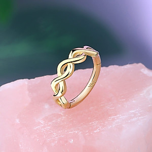 Melighting Gold Helix Earrings Twist Nose Rings Hoop 14K Solid Daith Piercing 16G Septum Rings Tragus Cartilage Earrings Clicker Piercing Jewelry