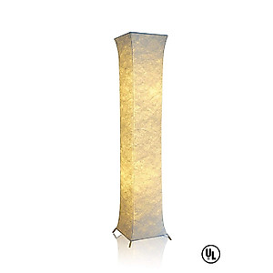 LEONC Design 52'' LED Floor Lamp & 2 Light Bulbs，Contemporary Roman Columns Standing Floor Lamps for Living Room Bedroom Warm Atmosphere(Tyvek Dupont 10 x 10 x 52 inch)