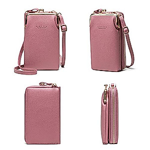 Crossbody Cell Phone Purse Wallet for Women Mini Cell Phone Pouch Shoulder Bag with Strap for Women PU Leather