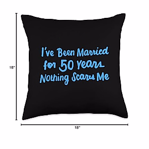 Happy 50th Wedding Golden Anniversary Gifts Store Couples Married 50 Years-Funny 50th Wedding Anniversary Throw Pillow, 18x18, Multicolor
