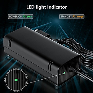 Oussirro Power Supply for Xbox 360 Slim with Power Cord, [2022 Enhanced Quieter Version] AC Adapter Power Brick Replacement Charger for Xbox 360 Slim Console