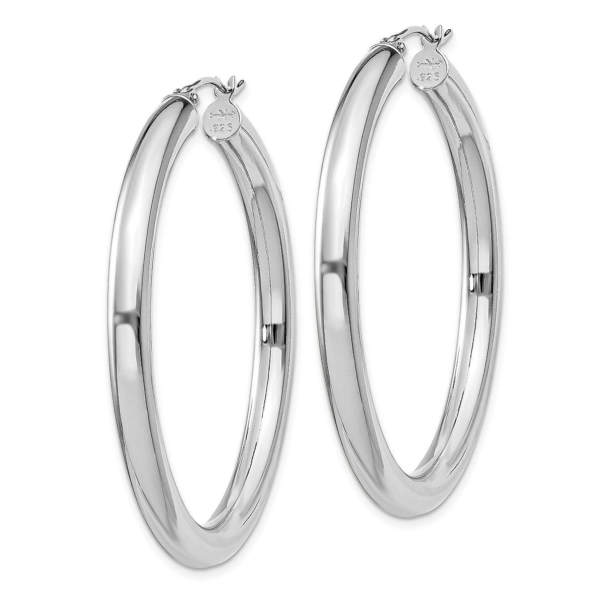 925 Sterling Silver 4mm Round Extra Large Hoop Earrings