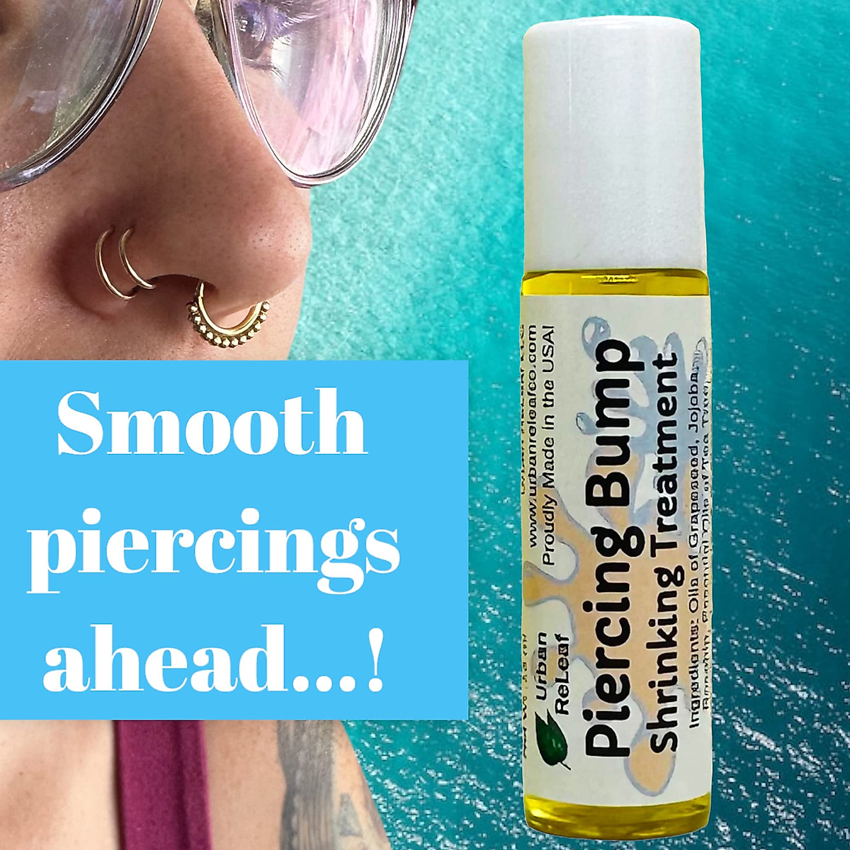 Urban ReLeaf Piercing Bump Shrinking Treatment ! Gentle, Effective Aftercare. Easy Roller-Ball Applicator. 100% Natural with Essential Oils. Help Scars, Nodules, Cartilage, Nose, Ear Spots